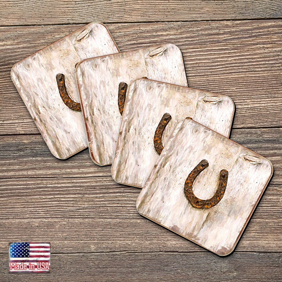 Horseshoe Coasters Set of 4 - Gift of Nature Table Decor Wooden ...