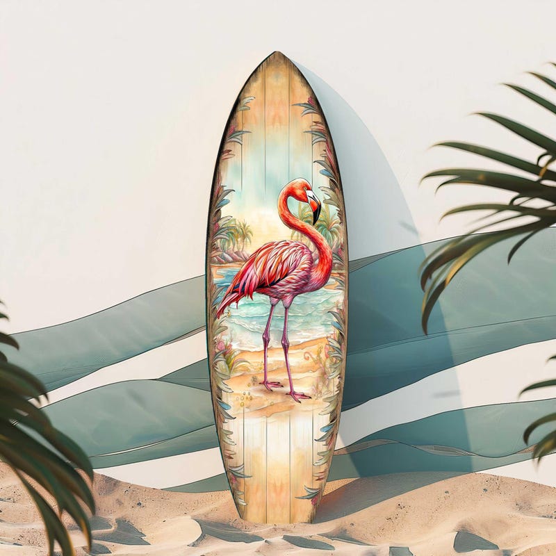 Flamingo Surfboard Wall Art - Etsy