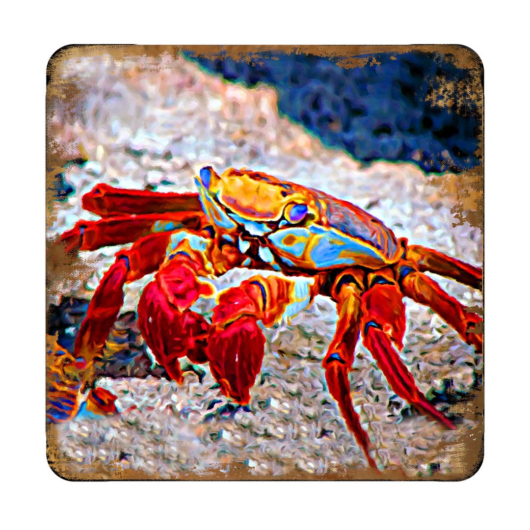 Crab Wooden Coasters Set Crab Coaster Handcrafted Set of 4 95265C-S4 - Etsy