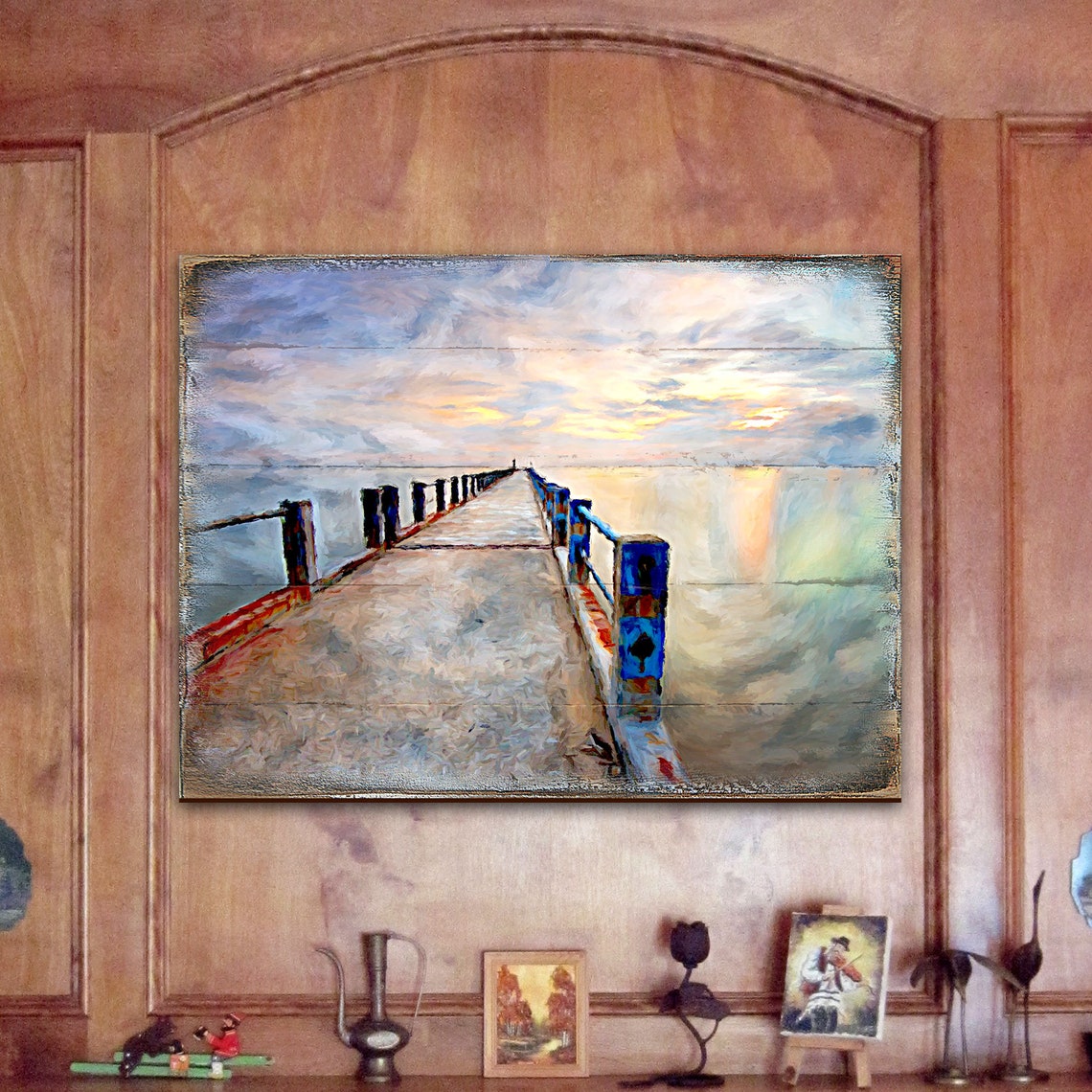 Coastal Wall Decor Coastal Wall Art Pier in the Ocean Wood - Etsy