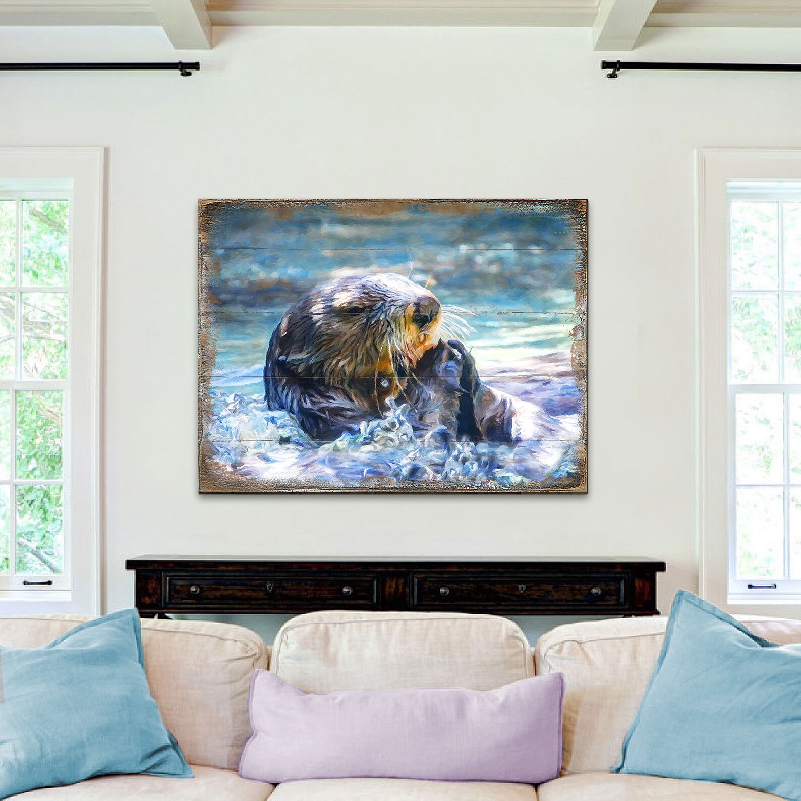 Wall Decor Wall Art Otter Wood Block Art on Wood - Etsy