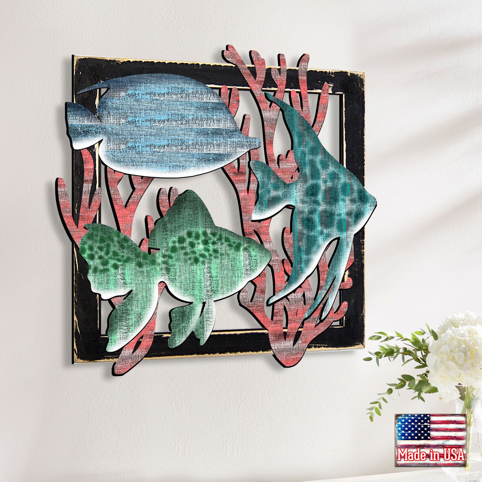 Coastal Wall Art Wood Beach Decor Wall Art Framed TROPICAL - Etsy