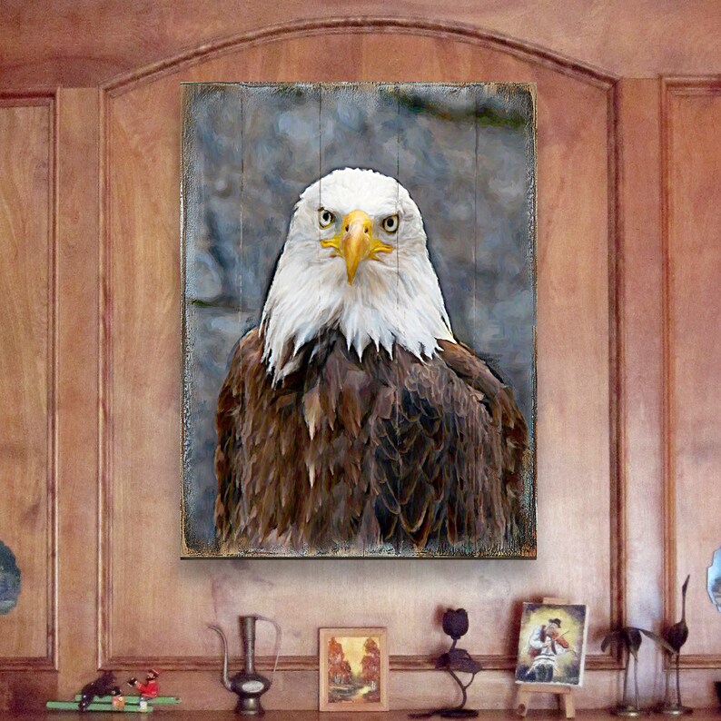 Eagle Decor - Bald Eagle Wall Art - Bald Eagle Art on Wood Block - Bald ...