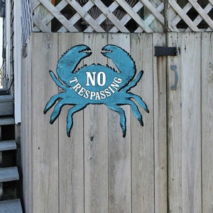 Crab Sign No Trespassing Sign Warning Sign Beach Sign Ready to Hang ...