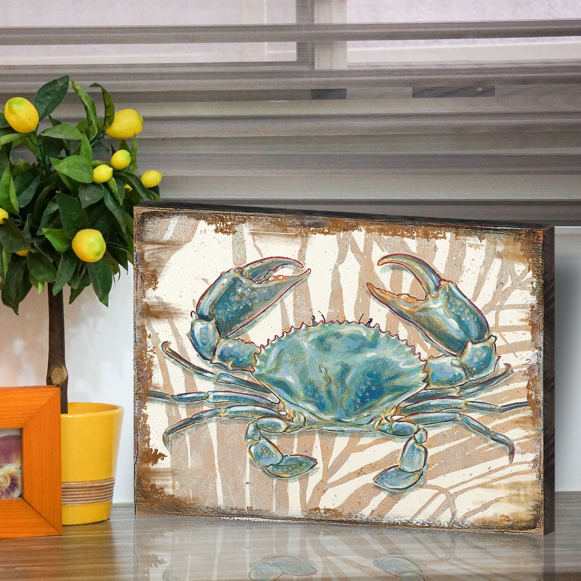 Coastal Wood Wall Art Crab Art on Wood Beach Wall Art - Etsy