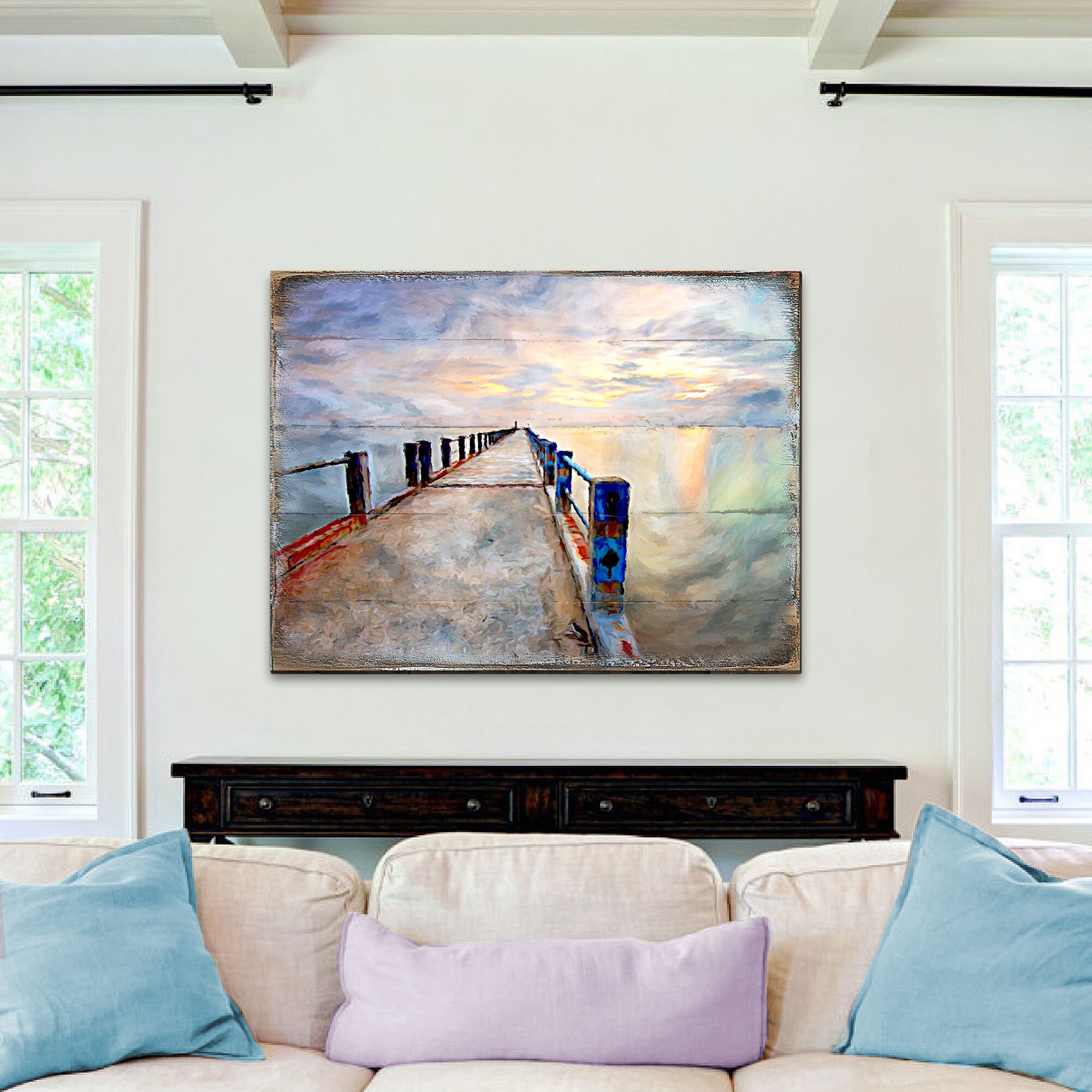 Coastal Wall Decor Coastal Wall Art Pier in the Ocean Wood | Etsy