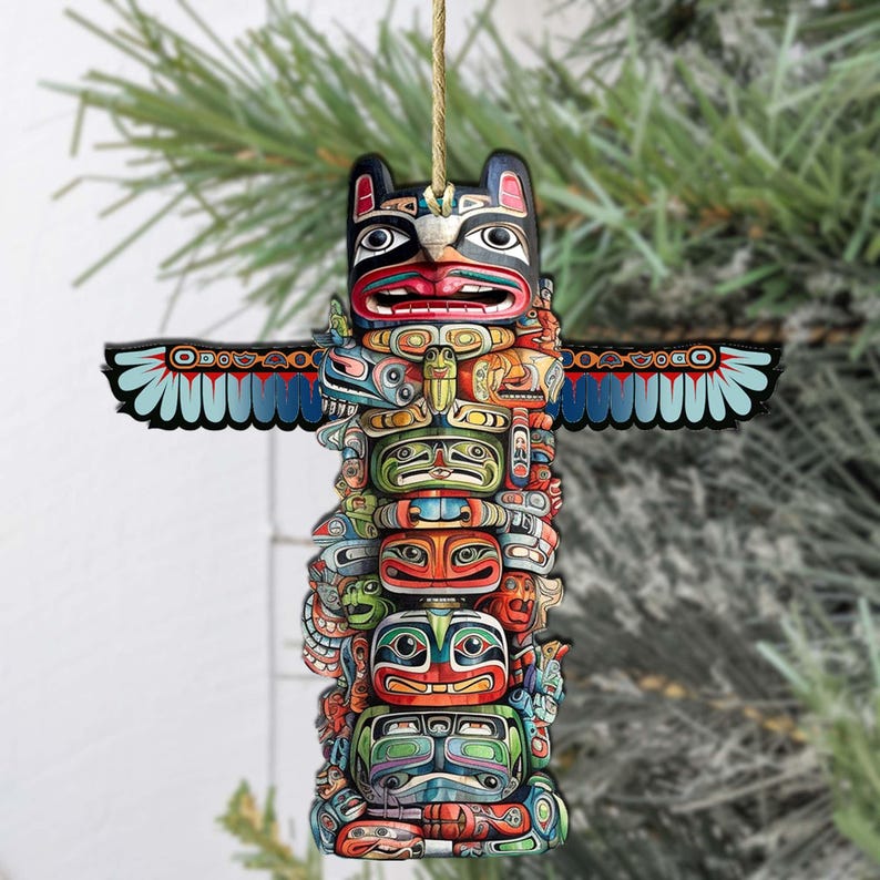 Symbolic Totem Pole Ornaments - Christmas Nature Wooden Décor for the ...