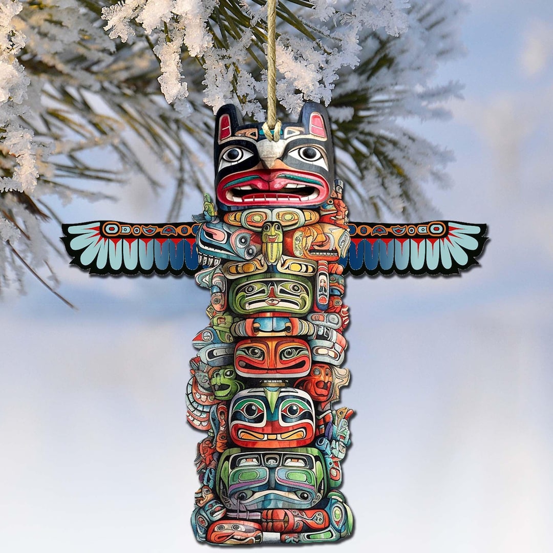 Symbolic Totem Pole Ornaments - Christmas Nature Wooden Décor for the ...