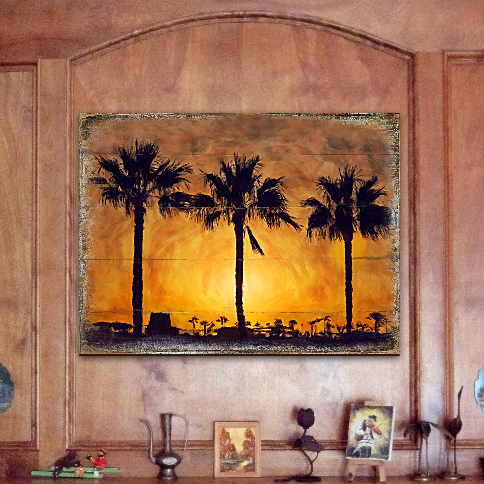 Sunset Wall Decor Sunset Wall Art Palm Trees in Sunset Art | Etsy