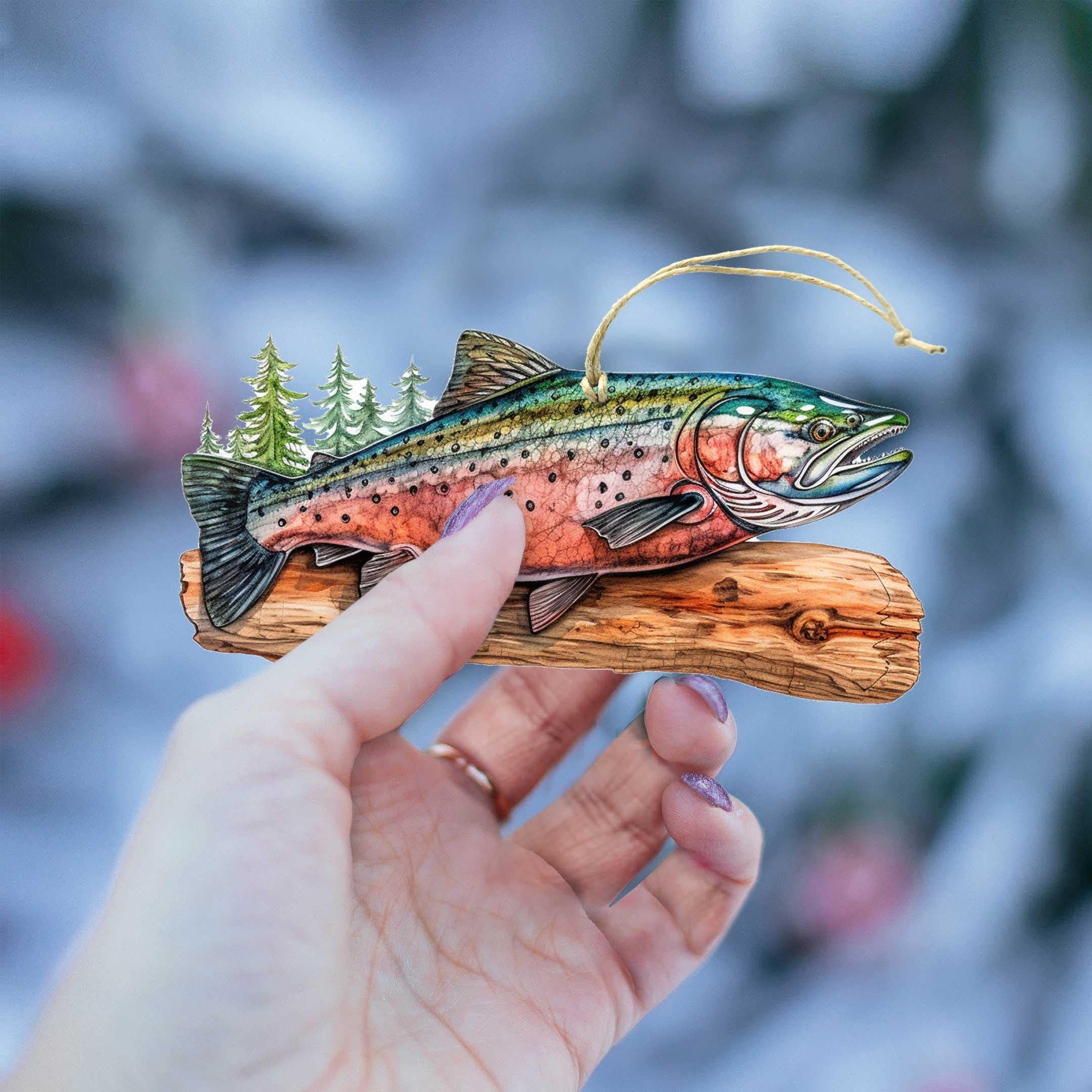 Alaskan Salmon Ornaments Set: Usa-made Wooden Christmas Tree Decor ...