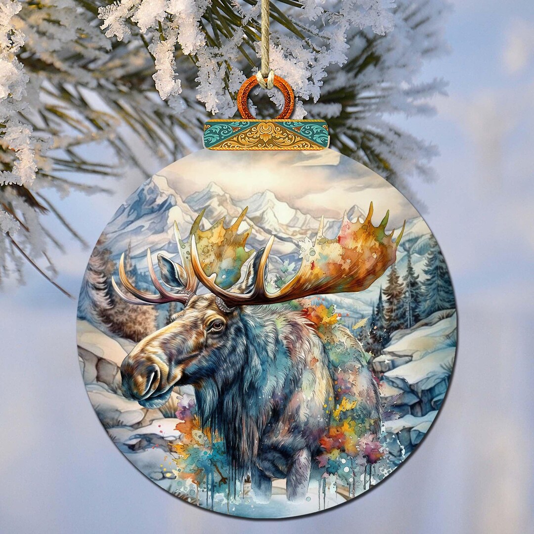 Mighty Moose of Alaska Ornaments - Christmas Nature Wooden Décor for ...