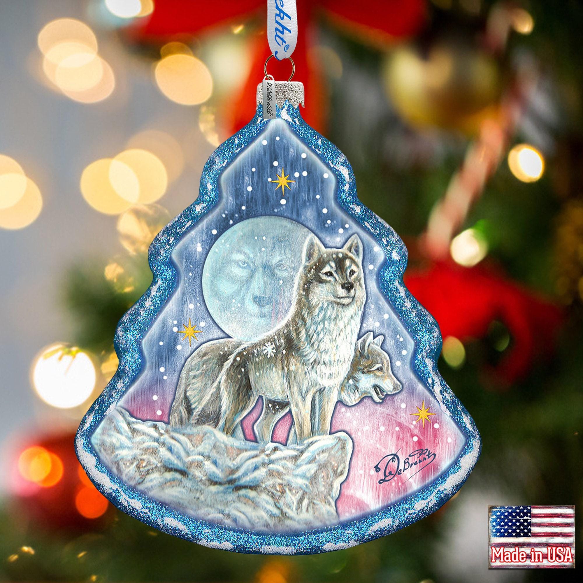 Wolf Mercury Glass Ornament Tree Decor - Wildlife Nature - Handcrafted ...