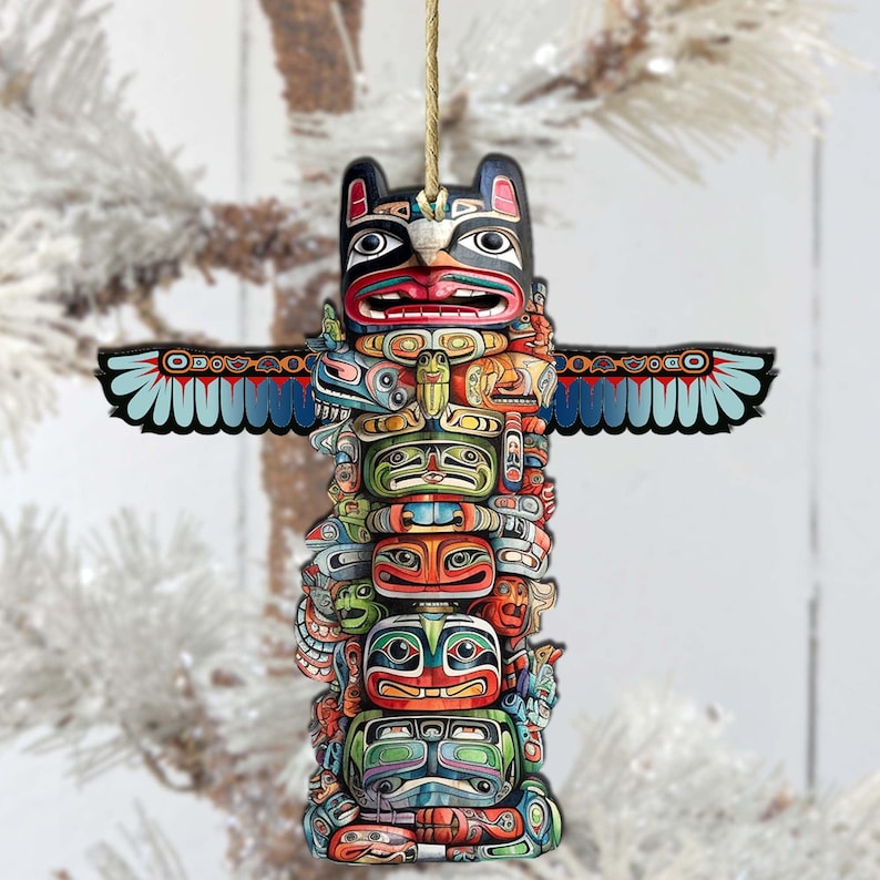 Symbolic Totem Pole Ornaments - Christmas Nature Wooden Décor for the ...