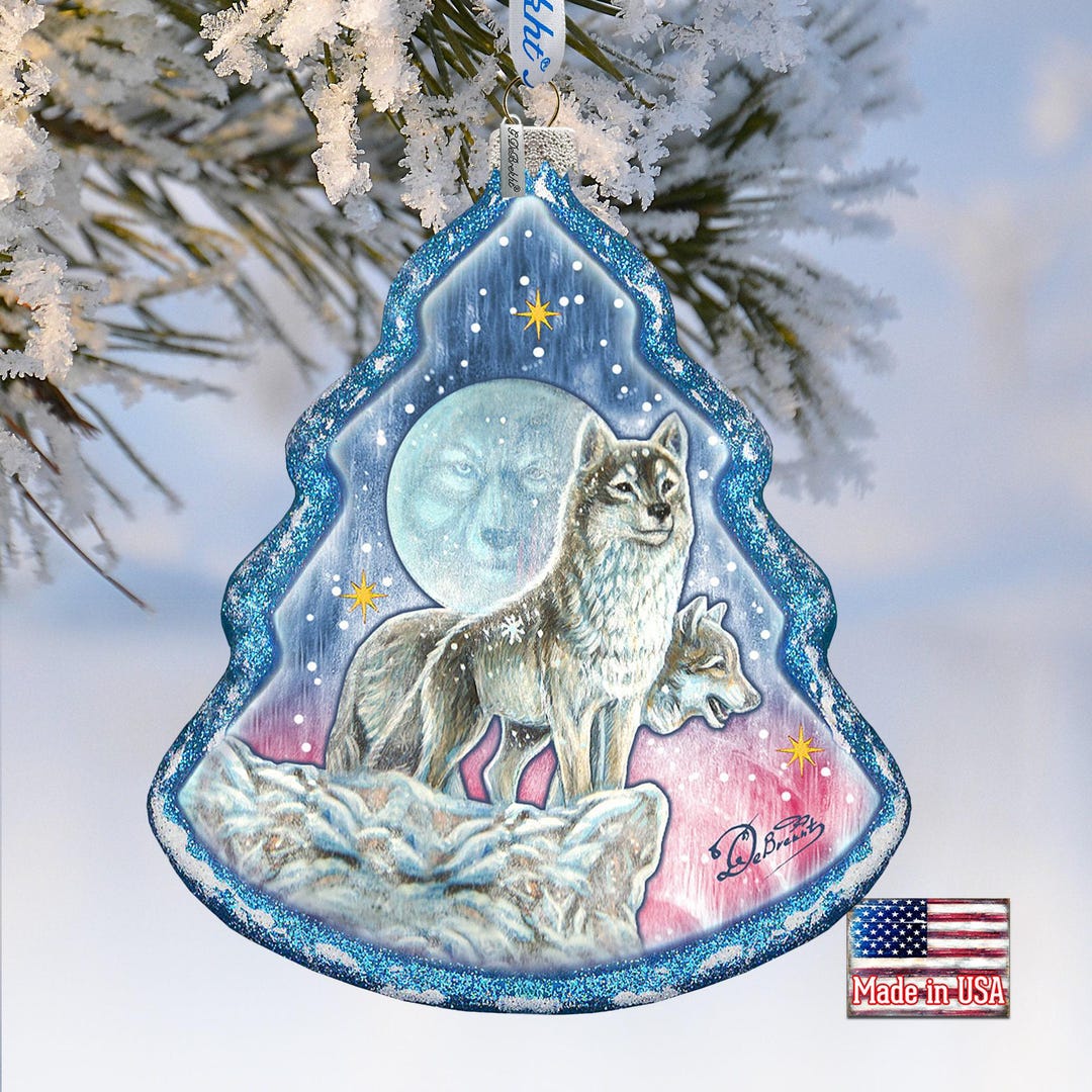 Wolf Mercury Glass Ornament Tree Decor - Wildlife Nature - Handcrafted ...