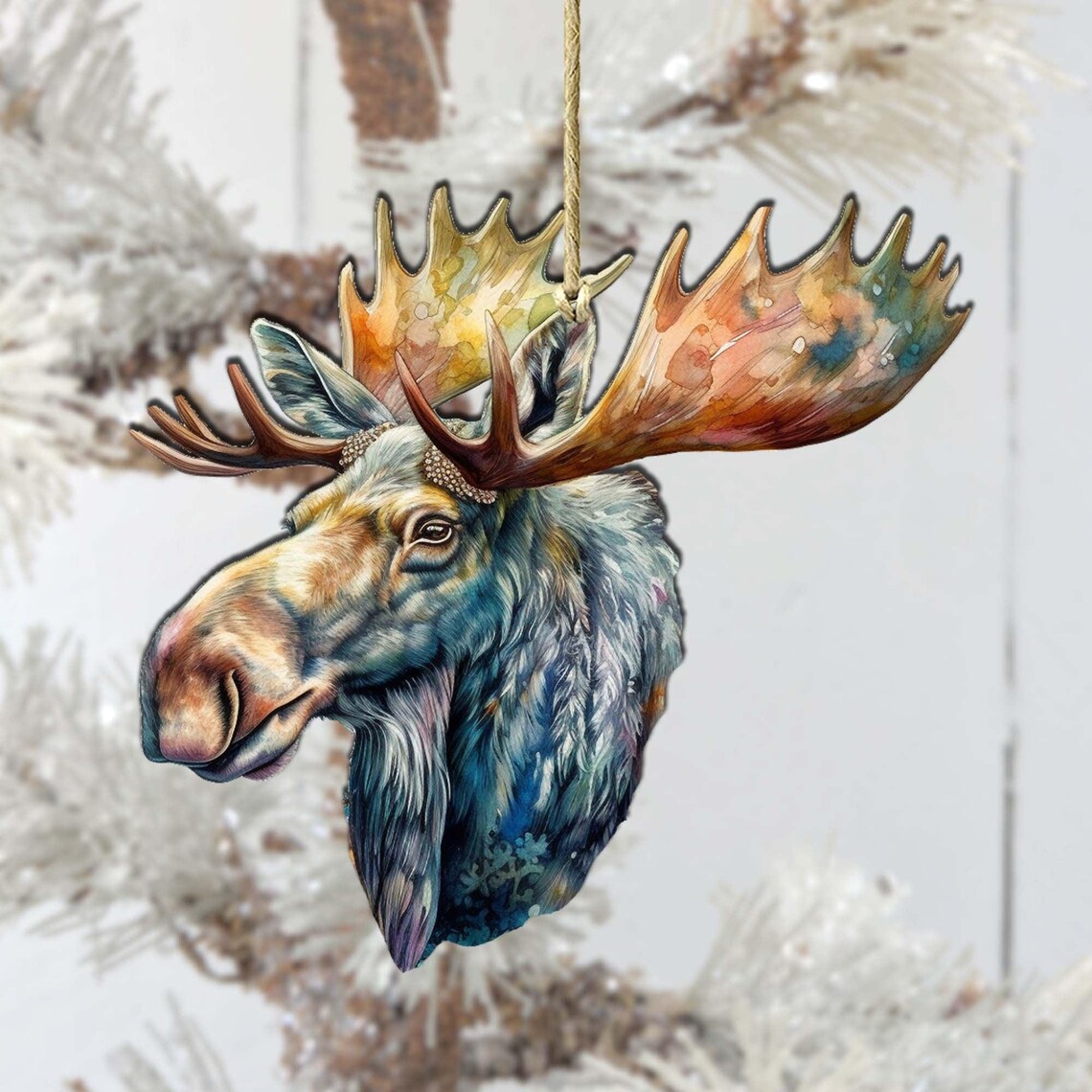 Alaskan Majestic Moose Ornaments - Christmas Nature Wooden Décor for ...