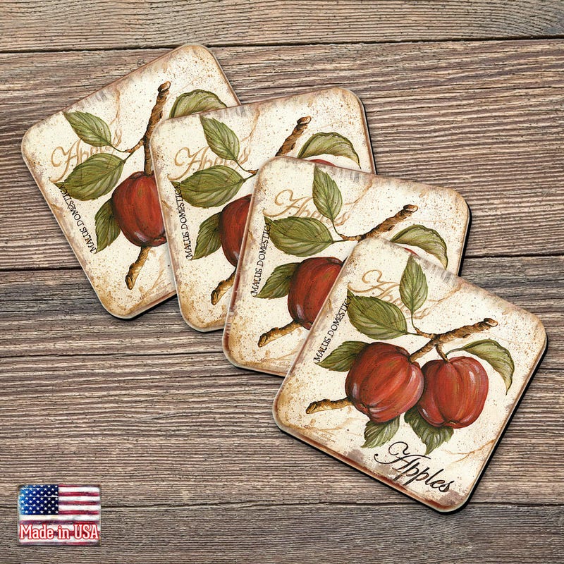 Apple Design Coaster Sets - Etsy