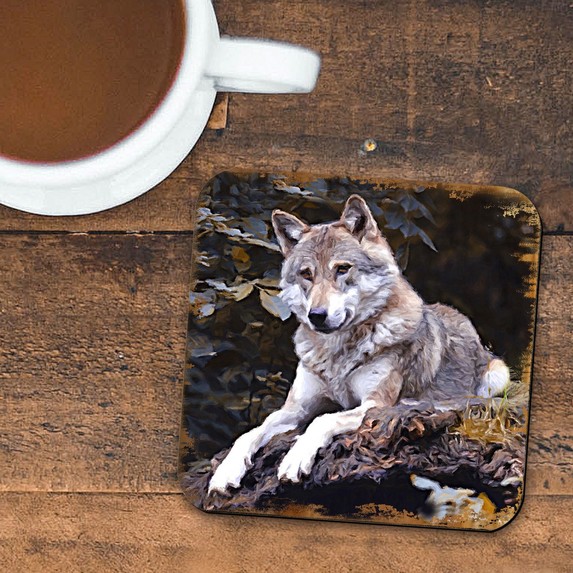 Wooden Coasters Set Wolf Coaster Handcrafted Set of 4 - Etsy