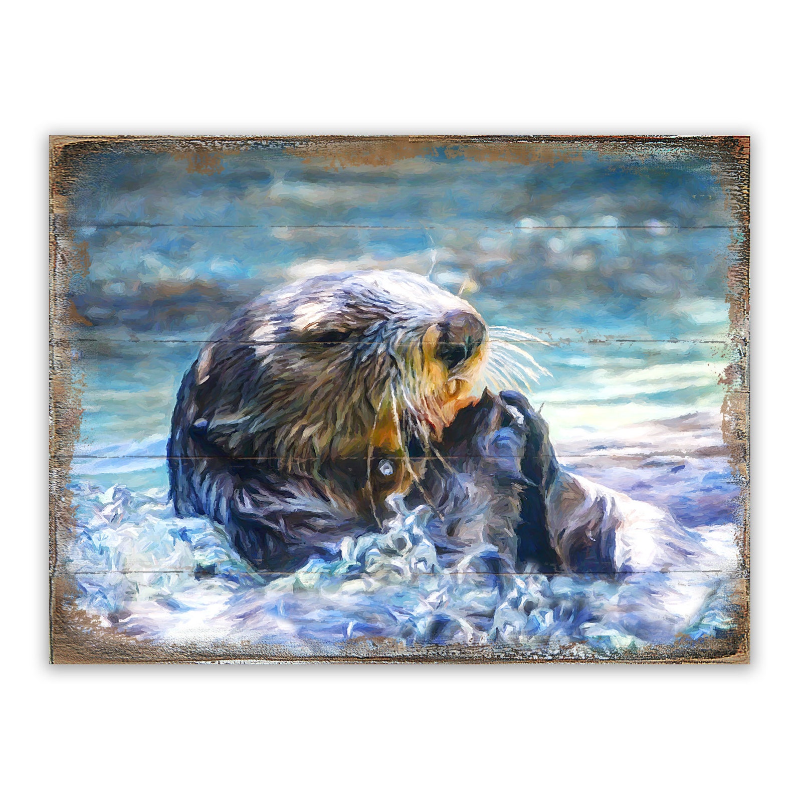 Wall Decor Wall Art Otter Wood Block Art on Wood - Etsy