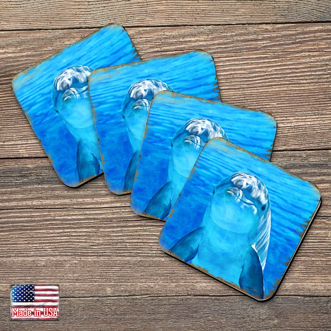Dolphin Coasters Set of 4 Coastal Gifts Nautical Scenic Table Decor ...