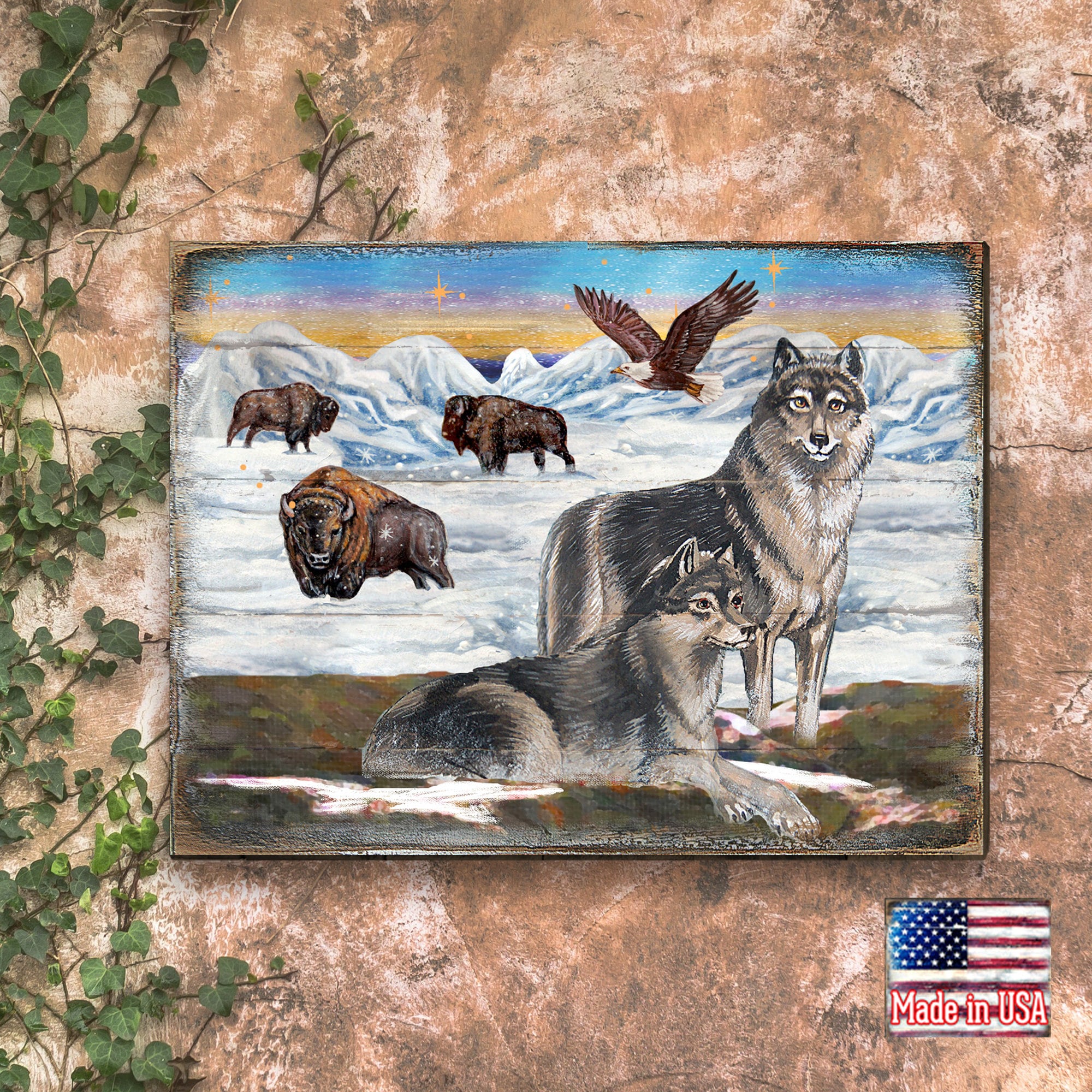 Wolf Art Wolf Wall Art Wolves Art on Wood Block Wolves | Etsy