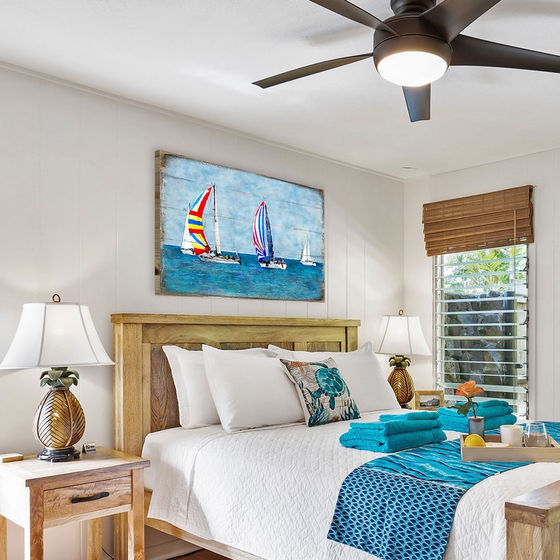 Nautical Wall Decor Coastal Wall Art Sailboats Art on Wood - Etsy