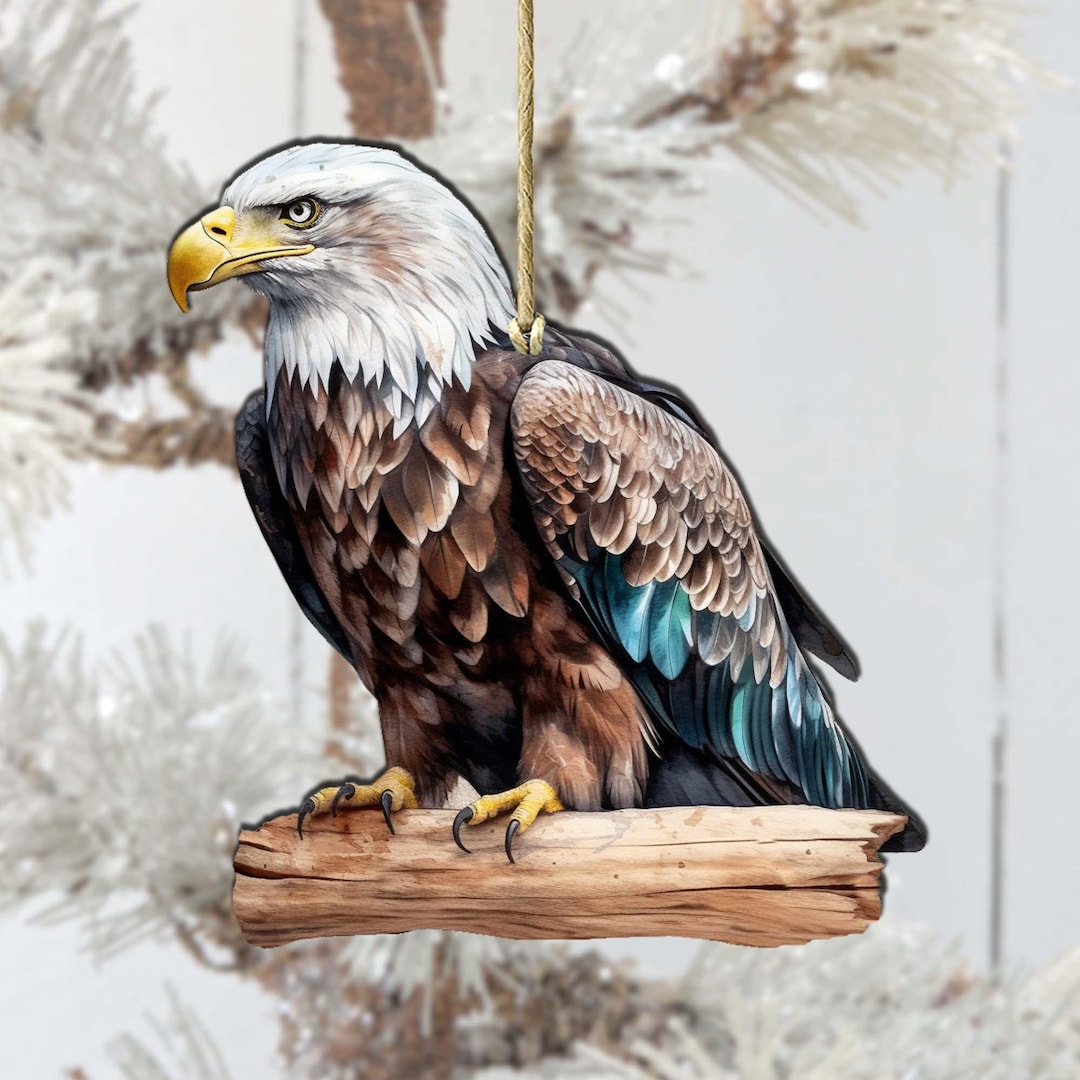 Bald Eagle Ornaments - Christmas Nature Wooden Décor for the Holiday ...