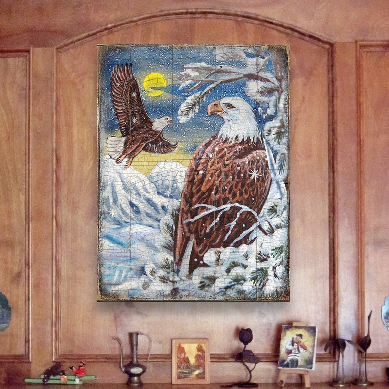 Eagle Decor - Bald Eagle Wall Art - Bald Eagle Art on Wooden Block ...