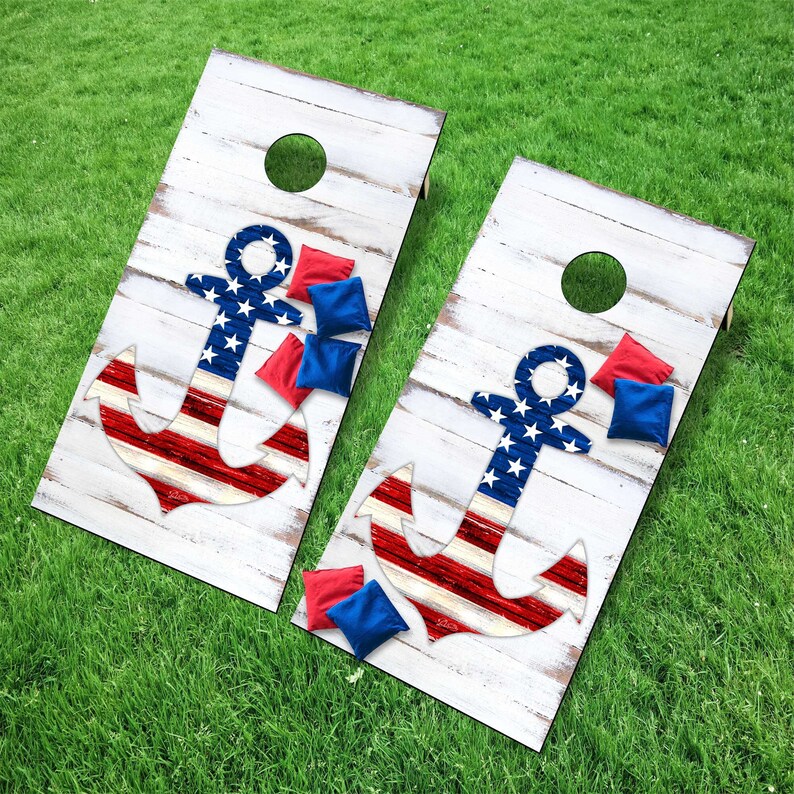 Patriotic Theme Anchor Cornhole Boards Lawn Game Birthday - Etsy