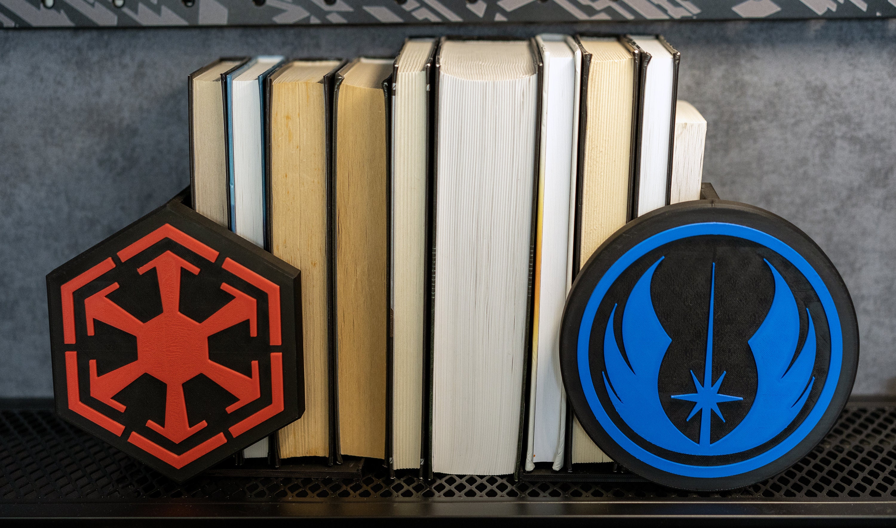 Set of Star Wars Themed Bookends. Left + Right. Jedi and Sith Symbols ...