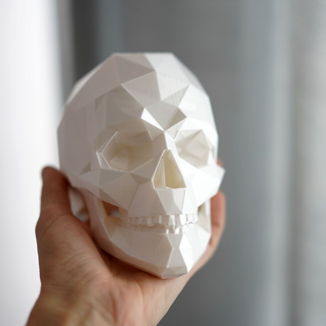 3D Printed Geometric Skull, PLA Plastic Decoration - Etsy