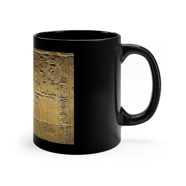 Black Mug ,ancient Egypt Temple Offering, 11oz Black Mug, Egypt Ceramic ...