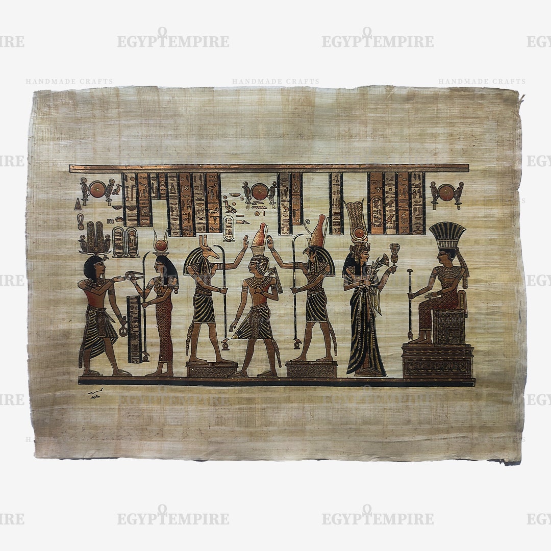 King Seti I Coronation by the Gods, 15"x11" , Handmade, Hand-painted ...