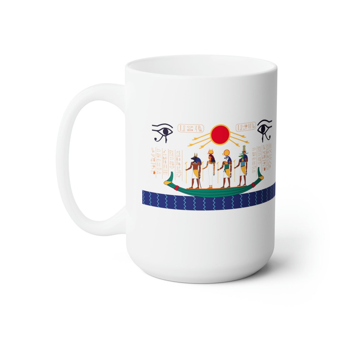 Raa Solar Boat With Ancient Egyptian Gods. ISIS, Anubis, Subic, Ceramic ...