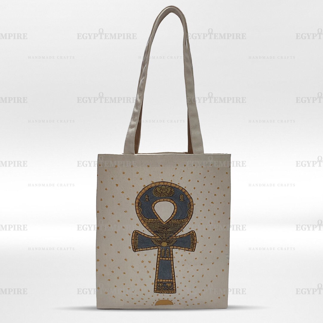 Hand-painted Ankh Egyptian Cotton Canvas Tote Bag - Etsy