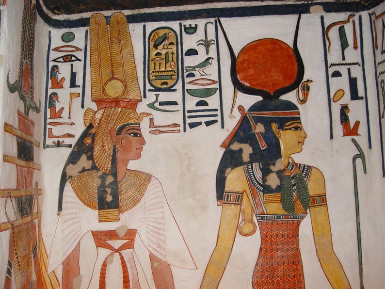 Queen Nefertari & Goddess ISIS , Handmade, Handpainted Vintage Brown ...