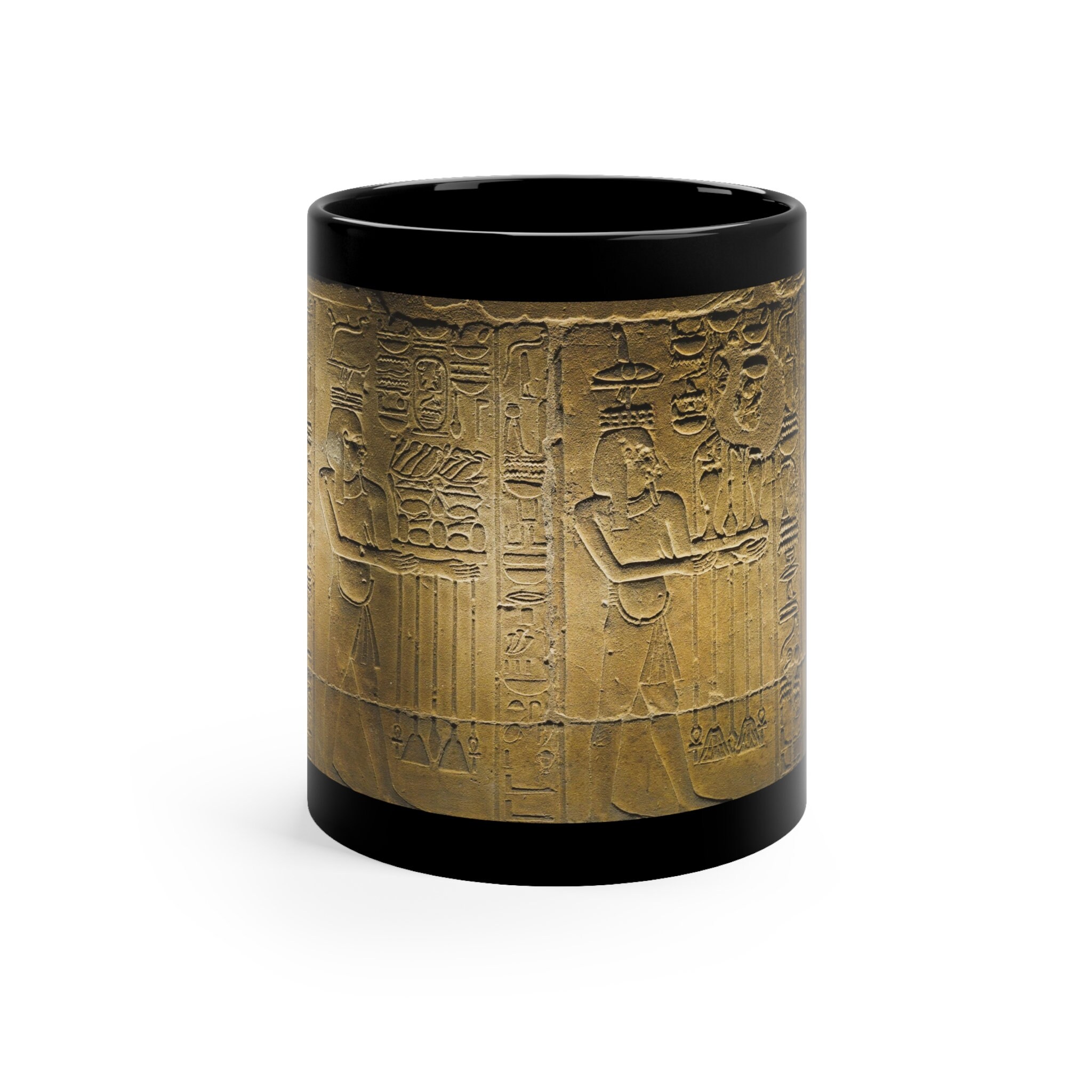 Black Mug ,ancient Egypt Temple Offering, 11oz Black Mug, Egypt Ceramic ...