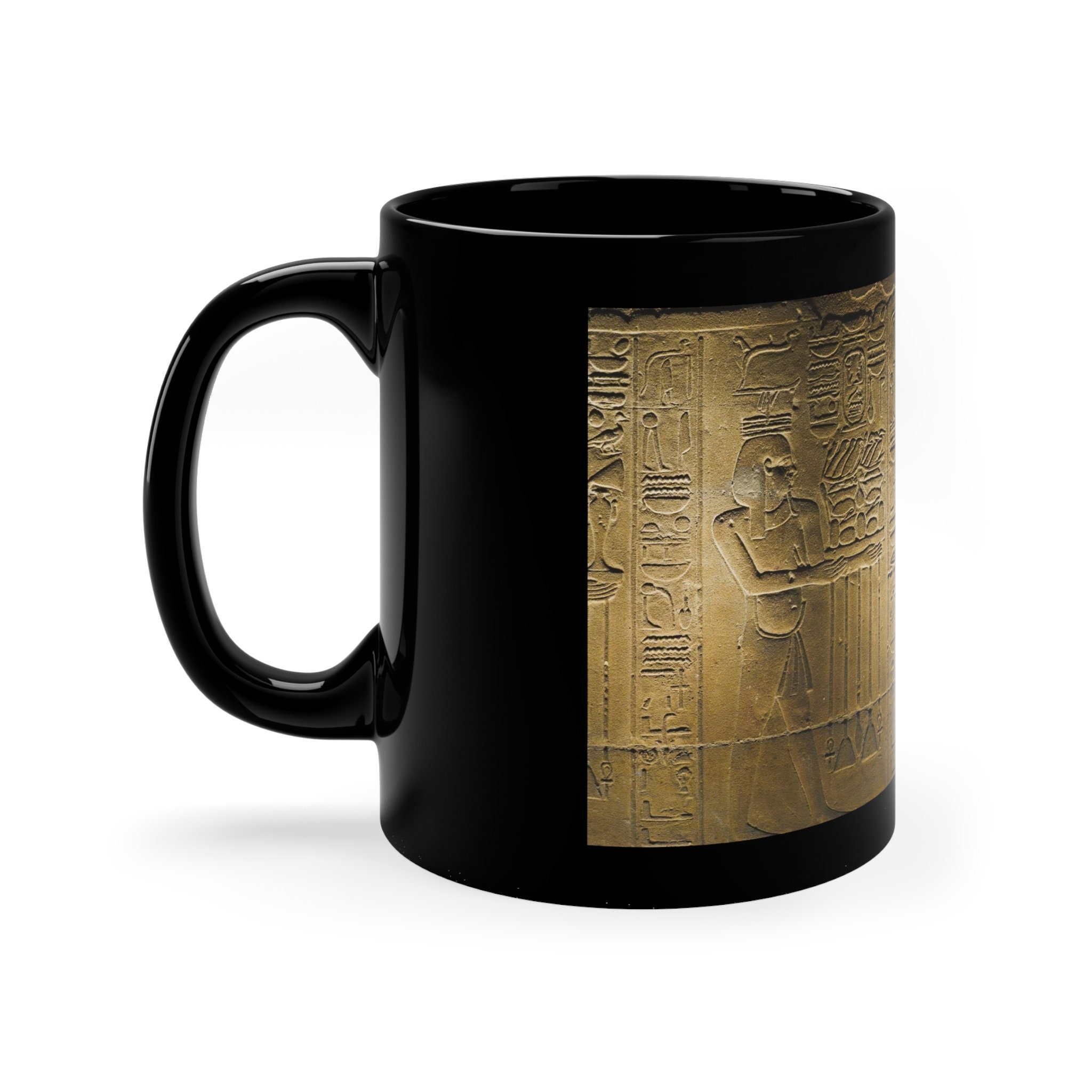 Black Mug ,ancient Egypt Temple Offering, 11oz Black Mug, Egypt Ceramic ...