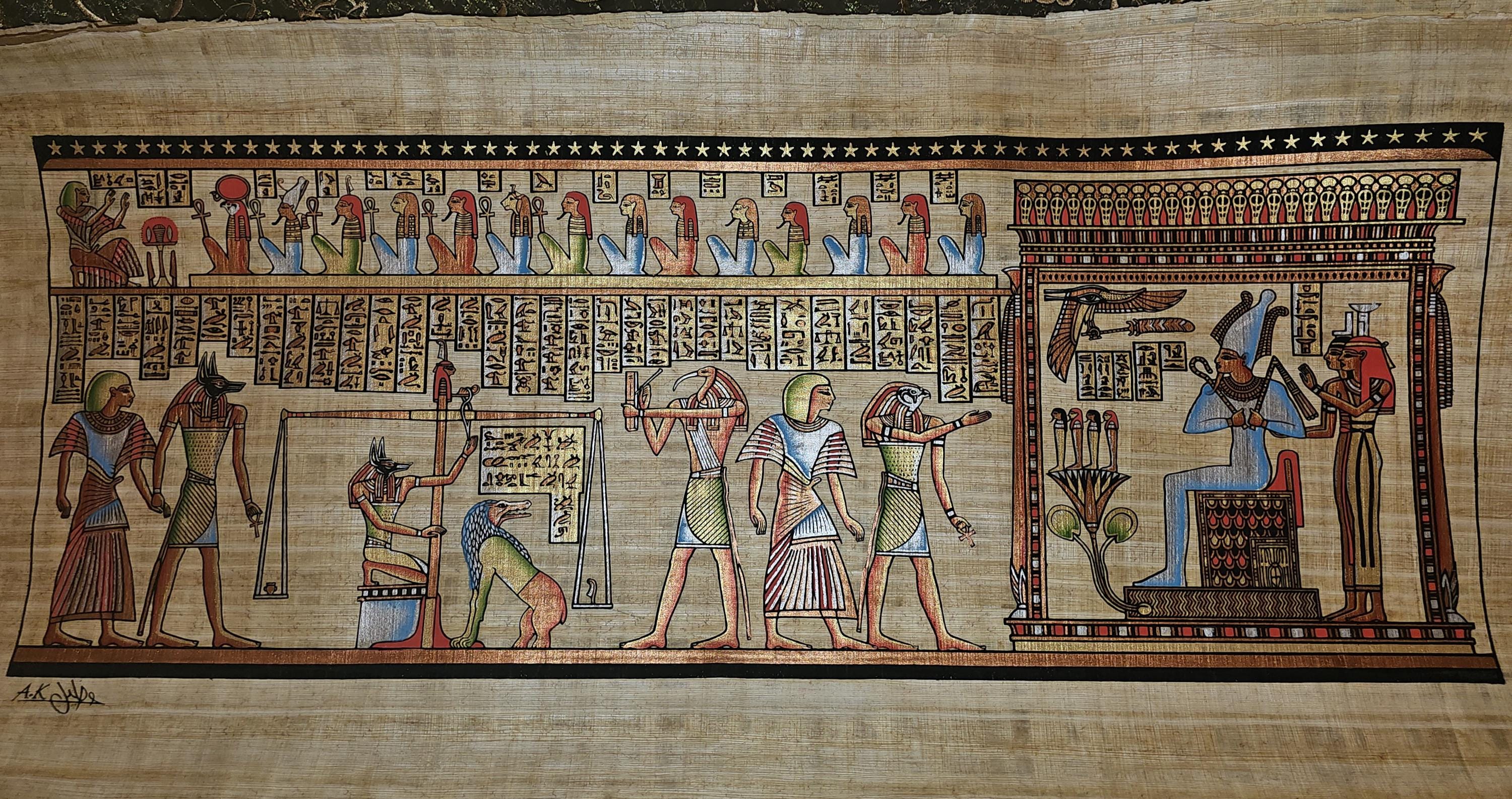 Hand-painted Papyrus: Weighing of the Heart - Ancient Egyptian Art (37 ...