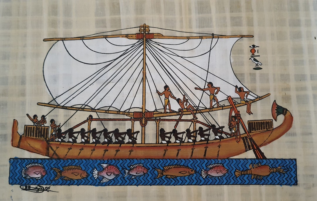 Ancient Egyptian Sailors, 10"x14" Handmade, Hand-painted Papyrus ...