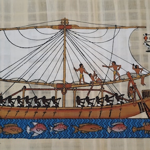 Ancient Egyptian Sailors, 10"x14" Handmade, Hand-painted Papyrus ...
