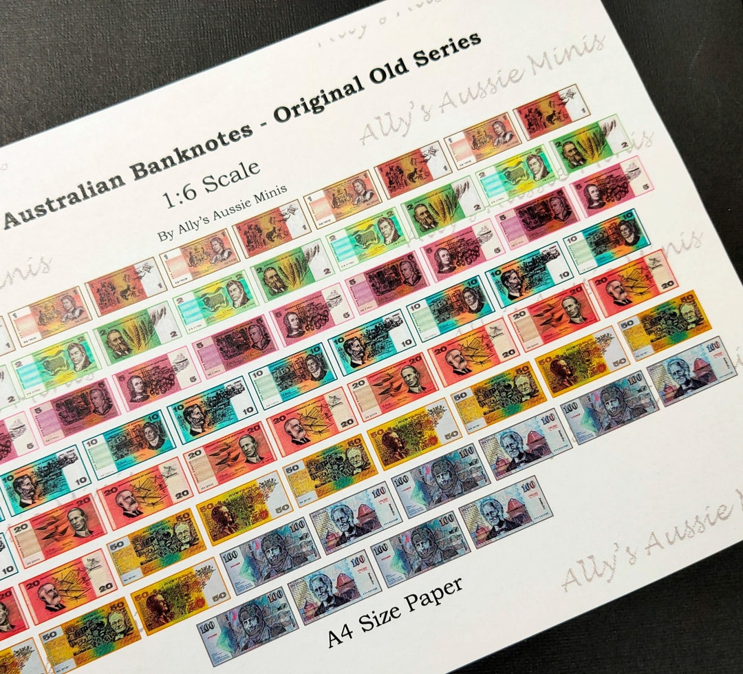 1:6 Printable 70 PDF Australian Banknotes Original Old Series - Etsy