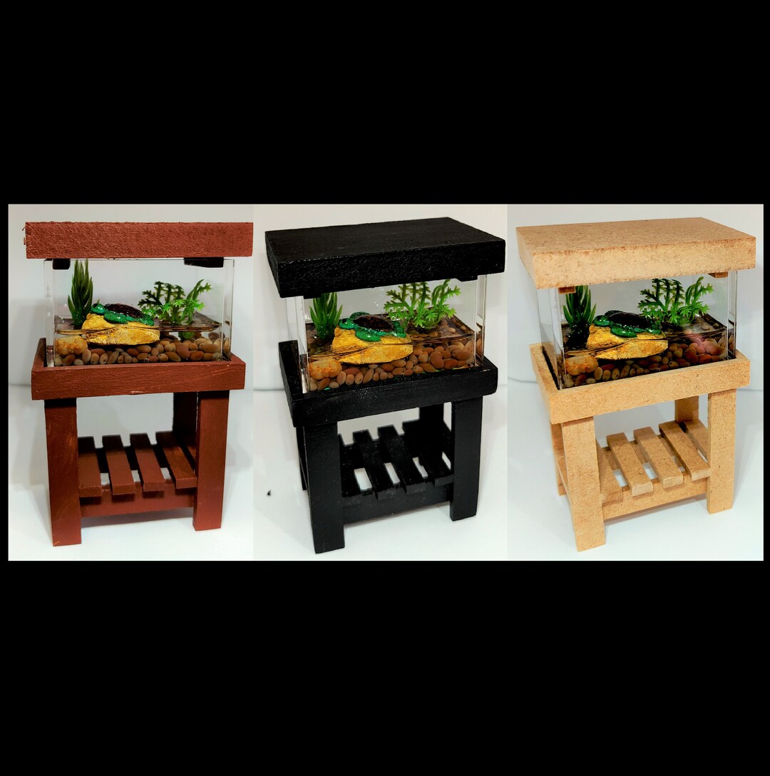 1:12 Miniature Turtletank & Stand Brown, Black, Natural unpainted - Etsy