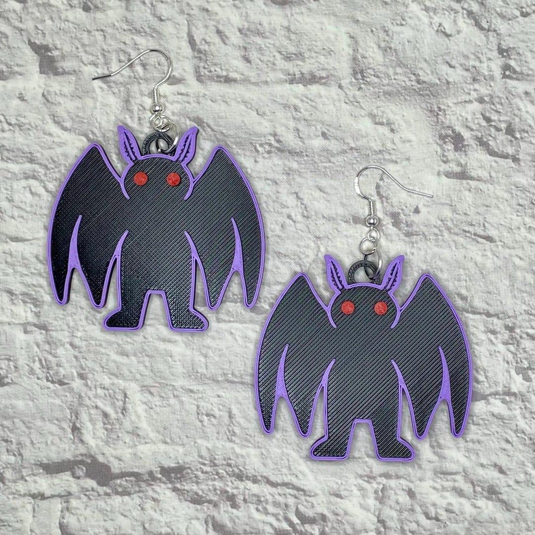 Mothman Cryptid Earrings / Statement Earrings / 3D Printed - Etsy