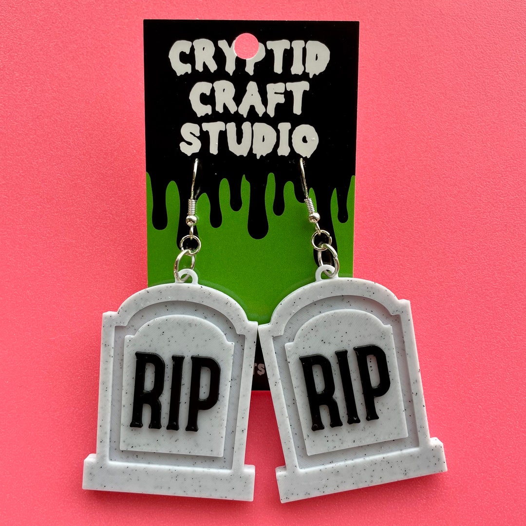 RIP Headstone Grave Earrings / Statement Earrings / 3D Printed - Etsy