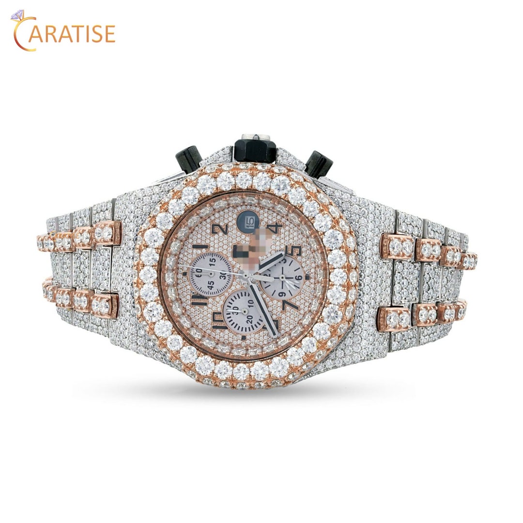 21.82 TDW Round Cut Diamond Watch Stainless Steel Anniversary Gift for ...