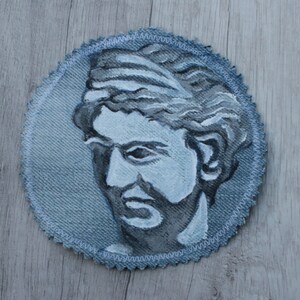 Hand Painted Greek Woman Statue Patch Denim Greek Mythology Patches ...