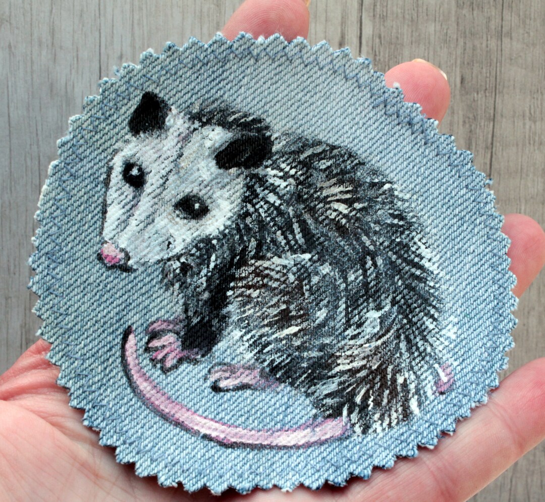 Hand Painted Opossum Patch Denim Patches Animal Upcycled Jeans for Women Cute Gift for Sister - Etsy
