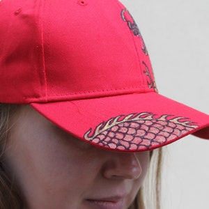 Hand Painted Red Dragon Hat Women Painting Fantasy Baseball Hat Unique ...