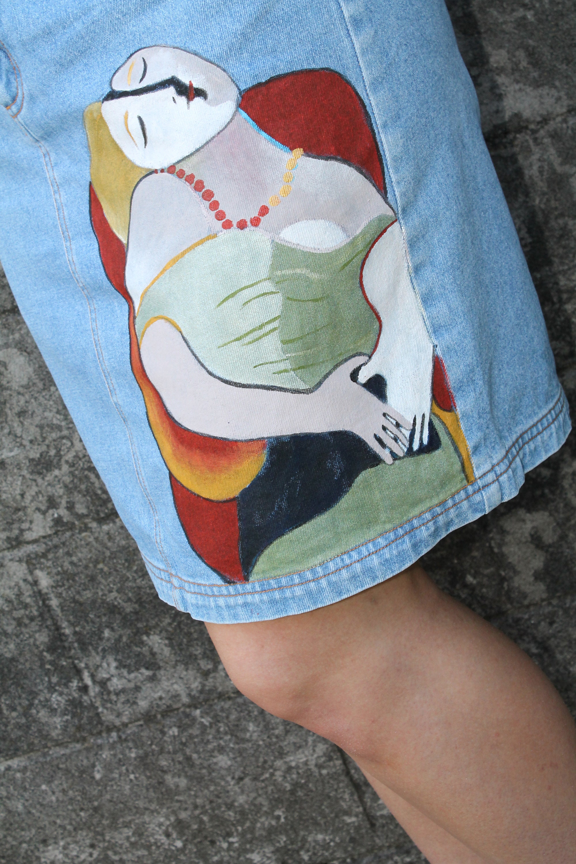 Painted Denim Skirt Pablo Picasso Portrait Sleep Maria Upcycled ...
