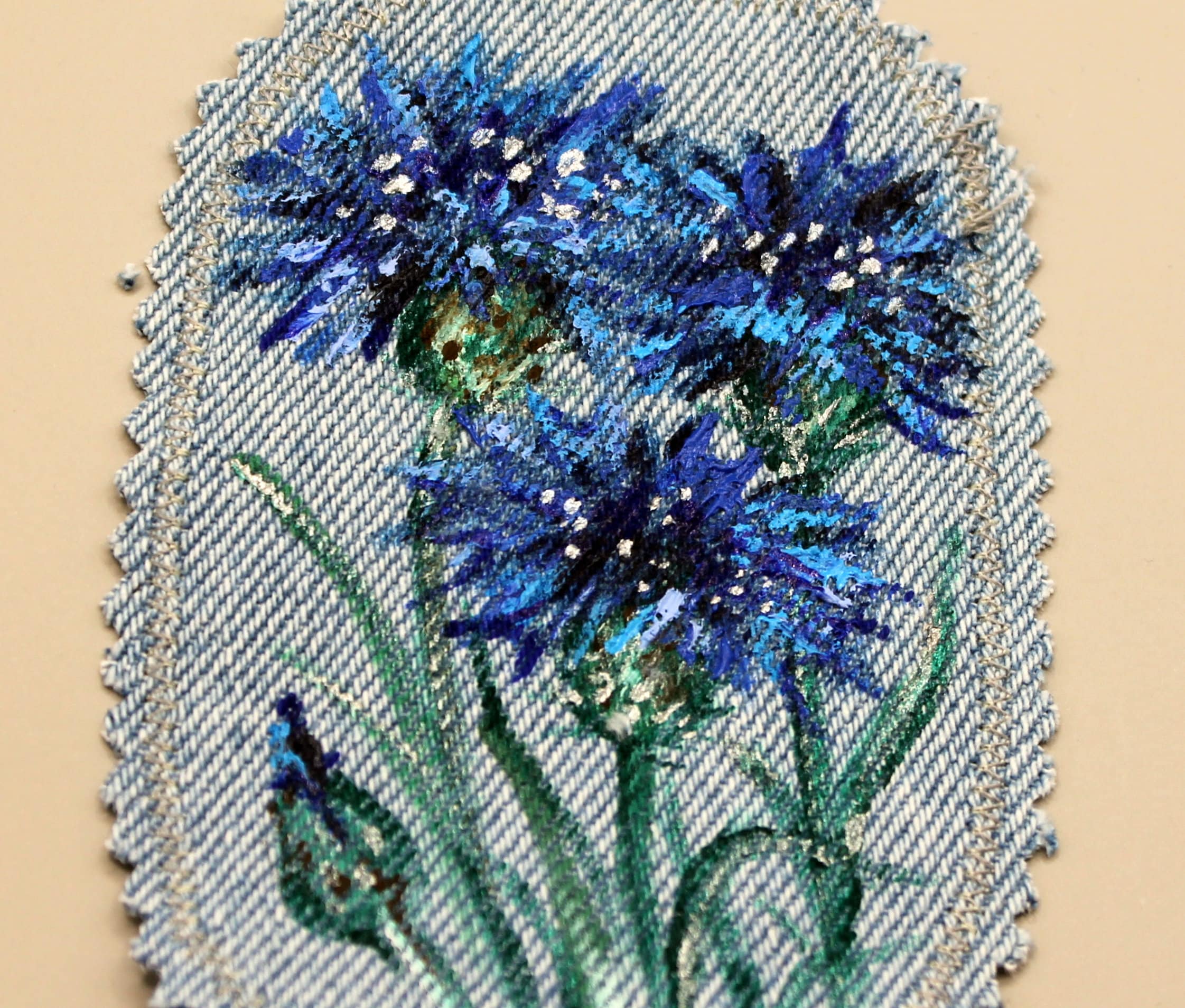 Cornflowers Patch Hand Painted Denim Patches Floral Upcycled Jeans for ...